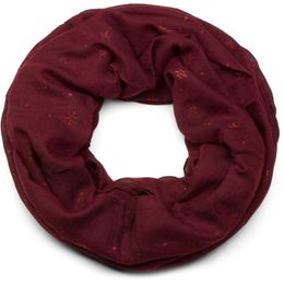 styleBREAKER Damen Loop "Loop mit glitzerndem Schneeflocken Print", rot, Modisch, Obermaterial: 50% Viskose CV. 50% Baumwolle CO., Modet&uuml;cher