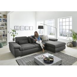 Ecksofa DIE PLANBAR, B:325cm H:85cm T:195cm, grau, 100% Polyester, Wohnzimmer, Sofas, "MP-IN17041 L-Form, Breite 325 cm", Sitztiefenverstellung,