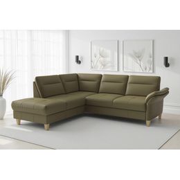 Sit & More Ecksofa SIT & MORE, B:218cm H:90cm T:212cm, grau, Wohnzimmer, Sofas, "Pamela L-Form, Leder, B: 218 cm", optional Armteilverstellung, Schlaffunktion &