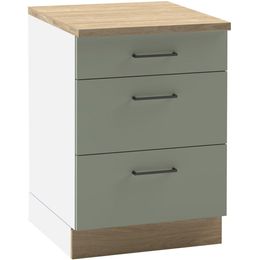 Unterschrank KOCHSTATION, B:60,1cm H:88cm T:60cm, gr&uuml;n, FSC-zertifizierter Holzwerkstoff, K&uuml;che, Schr&auml;nke, "KS-Kolari", Ma&szlig;e (B/T/H): 60,1 x 60 x 88