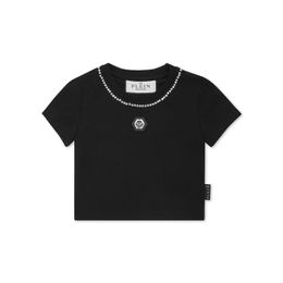Philipp Plein Damen T-Shirt "Verziert", schwarz, Gr. 6, Obermaterial: 100% Baumwolle, Shirts