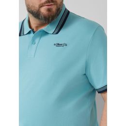 Herren Poloshirt, blau, Gr. 6XL, s.Oliver MEN BIG SIZES, unifarben, Jersey, Obermaterial: 95% Baumwolle, 5% Elasthan, Shirts, mit Logo Print