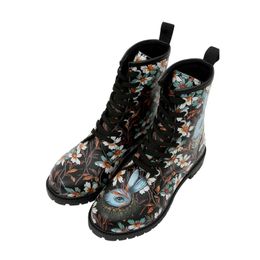 DOGO Damen Schn&uuml;rboots "Long Boots Schn&uuml;rstiefel Are You Lost Damen Stiefeletten, Longe", Gr. 40, schwarz, Lederimitat, Schuhe, Handgefertigt