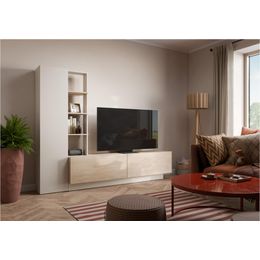 Wohnwand OTTO HOME, B:230cm H:180,3cm T:416cm, beige, Holzwerkstoff, Melamin, Wohnzimmer, Kastenm&ouml;bel-Sets, "Roda", moderne Wohnwand, Komplett-Set,