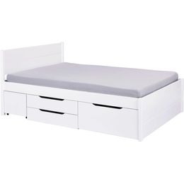 Stauraumbett Inter Link, B:166cm H:90cm L:209cm, wei&szlig;, Kinderzimmer, Betten, "Efetivo, inkl. Nachtkommode, Einzelbett, Doppelbett, Massivholz", Bett
