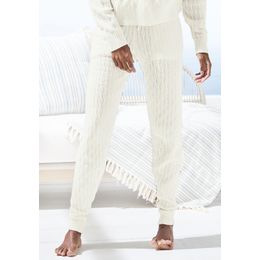Damen Strickhose, French Connection, Gr. 36, wei&szlig;, Rippstrick, Obermaterial: 33% Nylon, 32% Polyacryl, 30% Baumwolle, 5% Elasthan, Zopfmuster, Hosen,