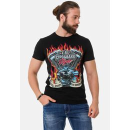 Cipo & Baxx CIPO & BAXX Herren T-Shirt "T-Shirt", schwarz, Gr. S, bedruckt, 95% Baumwolle, 5% Elasthan, Shirts, mit markantem Print