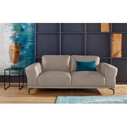 2-Sitzer W.Schillig, B:192cm H:78cm T:94cm, braun, Sofas, "montanaa elegant & edel, Federkernunterfederung", mit Metallf&uuml;&szlig;en in Schwarz