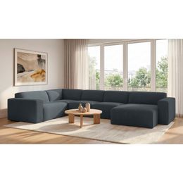 Wohnlandschaft OTTO HOME, B:371cm H:70cm T:220cm, grau, 100% Polyester, Sofas, "Clayton Breite 371 cm, U-Form", in einem trendigen Cord-Bezug,