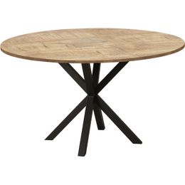 Esstisch OMG DESIGN, B:140cm H:77cm T:140cm, braun, Tische, "Kent", Hochwertige Melamin-Tischplatte mit Metallgestell