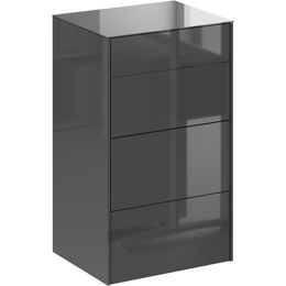 M&auml;usbacher Kommode M&Auml;USBACHER, B:52cm H:89cm T:42cm, grau, Schlafzimmer, Sideboards, Kommode BHT 52/89/42 cm, Push to open, Front+Oberplatte=Glas