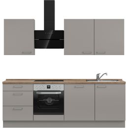 K&uuml;chenzeile Nobilia, B:240,3cm H:216,6cm T:60cm, grau, Komplettk&uuml;chen-Sets, ""Laser II", NEU: individuell anpassbar mit gratis Profi-Beratung",