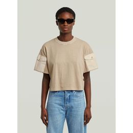 G-Star Raw G-STAR Damen T-Shirt "Washed Mix Boxy Cropped T-Shirt", beige, Gr. XL, Obermaterial: 100% Baumwolle, Shirts