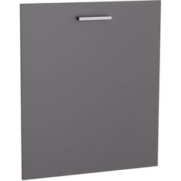 Frontblende KOCHSTATION, B:59,6cm H:70cm T:1,6cm, grau, Holzwerkstoff, M&ouml;belblenden, "KS-Lucy", Breite 60 cm, Metallgriff, f&uuml;r vollintegrierten
