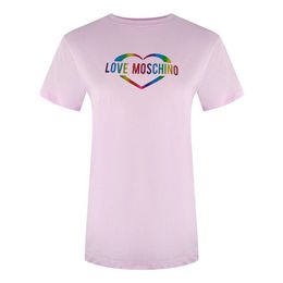 Moschino T-shirt Mit Mehrfarbigem Herzlogo In Pink