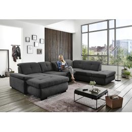 Ecksofa DIE PLANBAR, B:371cm H:85cm T:195cm, grau, 85% Polyester;15% Nylon, Wohnzimmer, Sofas, "MP-IN16012 U-Form, mit Federkern-Polsterung", inkl.