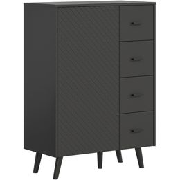Kommode Home Affaire, B:84cm H:114cm T:37cm, schwarz, Wohnzimmer, Sideboards, "RHOMBUS,hochwertige MDF-Front mit Karo-Optik", Kommode, Anrichte,