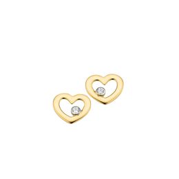 Firetti Damen Paar Ohrstecker "Schmuck Geschenk Gold 333 Ohrschmuck Herzen bicolor", Gelbgold 333, gold, Gelbgold 333, Ohrringe, mit Zirkonia (synth.)