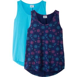 bonprix M&auml;dchen Shirttop, bunt, Gr. 164, Obermaterial: 95% Baumwolle, 5% Elasthan, Tops, &auml;rmelloses Design, lockere Passform, aus