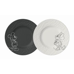 Villeroy & Boch Villeroy & Boch Fr&uuml;hst&uuml;ckstellerset Manufacture Rock Mickey, Schwarz, Wei&szlig;, Keramik, 2-teilig, Maus, rund, 2 cm, Essen & Trinken, Geschirr, Teller, Kuchenteller