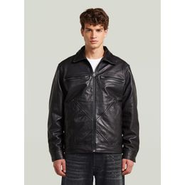 G-Star Raw G-STAR Herren Bomberjacke "Leather Bomberjacke"dk schwarz, Gr. L, Obermaterial: 100% Leder, Jacken