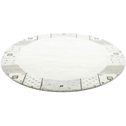 Wollteppich Theko, H:16mm &Oslash;:190cm, beige, Schurwolle, Wohnzimmer, Teppiche, "Denver 1999, handgekn&uuml;pft", reine Wolle, Gabbeh Design, mit Bord&uuml;re,