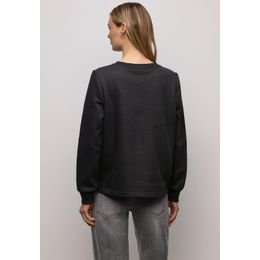 Street One Damen Sweatshirt, schwarz, Gr. 36, meliert, Sweatware, 65% Baumwolle, 35% Polyester, Sweatshirts, mit Wording