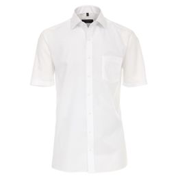 Casamoda Herren Kurzarmhemd, wei&szlig;, Gr. 41, unifarben, Web, Obermaterial: 100% Baumwolle, Hemden, Businesshemd / Knopfleiste / Baumwolle