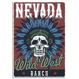 Wandbild Artland, B:70cm H:100cm, bunt, Wohnzimmer, Bilder, "Totenkopf Nevada", als Alubild, Leinwandbild, Poster, Wandaufkleber in verschied. Gr&ouml;&szlig;en