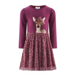happy girls M&auml;dchen Jerseykleid, lila, Gr. 122, bedruckt, Jersey, Obermaterial: 95% Baumwolle, 5% Elasthan. Futter: 95% Baumwolle, 5% Elasthan.