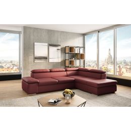 Sit & More Ecksofa SIT & MORE, B:272cm H:73cm T:226cm, rot, NaturLEDER, Wohnzimmer, Sofas, "Valantine L-Form, B: 272 cm", mit Arm- & Kopfteilverstellung,