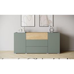 Sideboard Home Affaire, B:150cm H:68cm T:39cm, gr&uuml;n, Wohnzimmer, Sideboards, "BERLIN", Moderne grifflose Kommode Breite 150 cm, 4 Schubk&auml;sten/ 2 T&uuml;ren