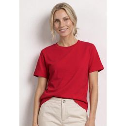 Street One Damen T-Shirt, rot, Gr. 40, unifarben, Web, 97% Baumwolle, 3% Elasthan, Shirts, in Unifarbe