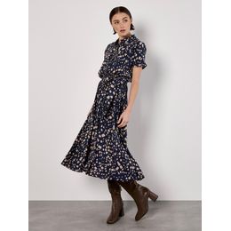Apricot Damen Midikleid "Midikleid mit verstreutem Karohemd", blau, Gr. 44, bedruckt, gewebt, Obermaterial: 100% Viskose CV., Kleider, mit Bindeg&uuml;rtel