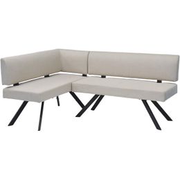 Eckbank ByLiving, B:182cm H:85cm T:56cm, beige, Stahl, Stoff, Esszimmer, Sitzb&auml;nke, "TORONTO", Webstoff, bis 160 kg, Taschenfederkern, 4-Fu&szlig;gestell,