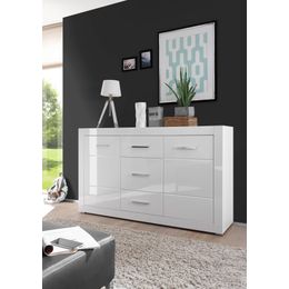 Sideboard Home Affaire, B:164cm H:97cm T:42cm, wei&szlig;, Holzwerkstoff, Wohnzimmer, Sideboards, "Bianco, moderner Schrank, Kommode in Wei&szlig; Hochglanz",