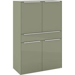 Highboard, B:92cm H:140cm T:42cm, gr&uuml;n, SET ONE BY Musterring, Glas, Holzwerkstoff, Wohnzimmer, Sideboards, "Reno", Mit Gleitern und in verschiedenen