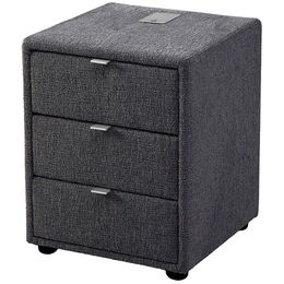 Jockenh&ouml;fer Nachtkonsole, B:44cm H:53,5cm T:45cm, grau, JOCKENH&Ouml;FER GRUPPE, Sideboards, "Lissy mit 3 Schubladen", mit induktiver Ladeeinheit und zus&auml;tzlich USB-A