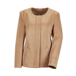 GOLDNER Damen Kurzjacke "Kurzgr&ouml;&szlig;e Ausdrucksstarke Lederimitatjacke mit supersoftem Griff", braun, Gr. 19, Obermaterial: 100% Polyester PES., Jacken,