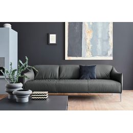 3-Sitzer W.Schillig, B:224cm H:78cm T:84cm, grau, Longlife Xtra-Leder Z59: Glattleder mit modischer Pr&auml;gung. Hautst&auml;rke 0, 9 - 1, 1 mm., Sofas,