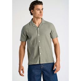 LINDBERGH Herren Leinenhemd "Leinenhemd (Kurzarm) Relaxed Fit", gr&uuml;n, Gr. L, Obermaterial: 55% Leinen, 45% Baumwolle, Hemden