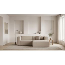 Ecksofa OTTO HOME, B:222cm H:73cm T:154cm, beige, 100% Polyester, Wohnzimmer, Sofas, "Tammie", Breite 222 cm, Webstoff fein, bodentief, mit