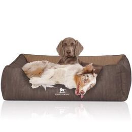 Knuffelwuff Orthop&auml;disches Hundebett Outlander aus laser-gestepptem Kunstleder braun/ caramell XXL