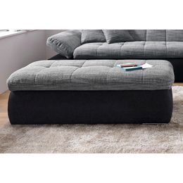Polsterhocker DOMO collection, B:136cm H:43cm T:64cm, grau, Kunstleder SOFTLUX / Struktur (90% Polyester/ 10% Polyacryl);Microfaser PRIMABELLE /