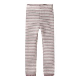 name it M&auml;dchen Leggings "NMFWANG WOOL NEEDLE LEGGING NOOS", rosa, Gr. 92, bedruckt, gestreift, Strick, Obermaterial: 100% Wolle, Hosen, Wolle,