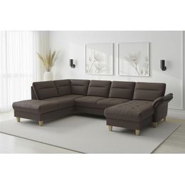 Sit & More Wohnlandschaft SIT & MORE, B:292cm H:90cm T:212cm, braun, 100% Polyester, Sofas, "Pamela U-Form, B: 292 cm, optional Schlaffunktion &