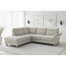 Sit & More Ecksofa SIT & MORE, B:218cm H:90cm T:212cm, beige, 100% Polyester, Wohnzimmer, Sofas, "Pamela, B: 218 cm, L-Form, wahlweise mit Schlaffunktion und