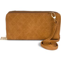 styleBREAKER Damen Mini Bag "2 in 1 Umh&auml;ngetasche - Geldb&ouml;rse Rauten", braun, 100% Polyurethan PU. Futter: 100% Polyester PES., Taschen