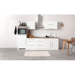 K&uuml;chenzeile KOCHSTATION, B:270cm H:200cm T:60cm, wei&szlig;, Komplettk&uuml;chen-Sets, "KS-Samos", Breite 270 cm, wahlweise mit E-Ger&auml;ten und Induktionskochfeld