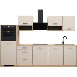 K&uuml;chenzeile KOCHSTATION, B:296cm H:170cm T:60cm, beige, Komplettk&uuml;chen-Sets, "KS-Kolari, K&uuml;chenblock Made in Germany", Breite 290 cm, wahlweise mit